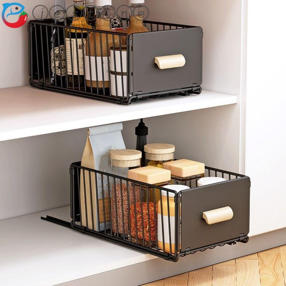 JESTINE Telescopic Storage Rack, Foldable Metal Pull Out Drawer, Easy ...