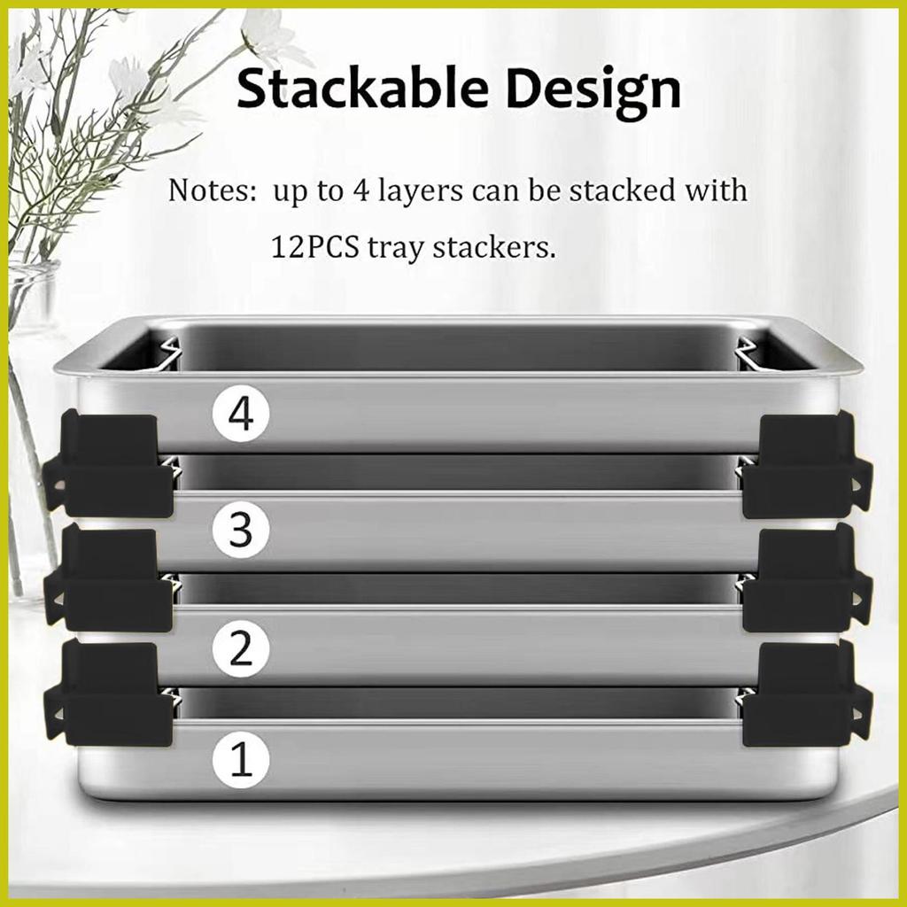 Tray Stackers 12PCS Cabinet Pantry Stackers Tray Holder Stackable Trays ...