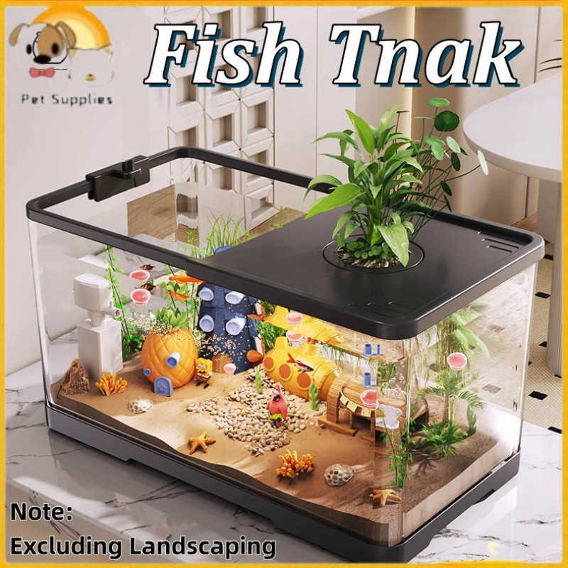 Desktop Fish Tank Clear Plastic Aquarium Compact Shrim Salamander ...