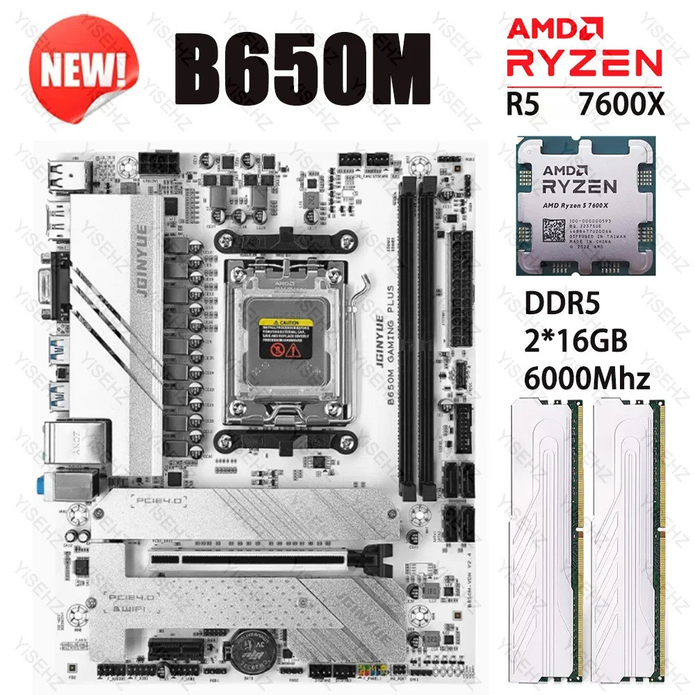 Motherboard Kit Ryzen 5 7600x Cpu Processors 2*16gb 6000mhz Ddr5 Dual ...