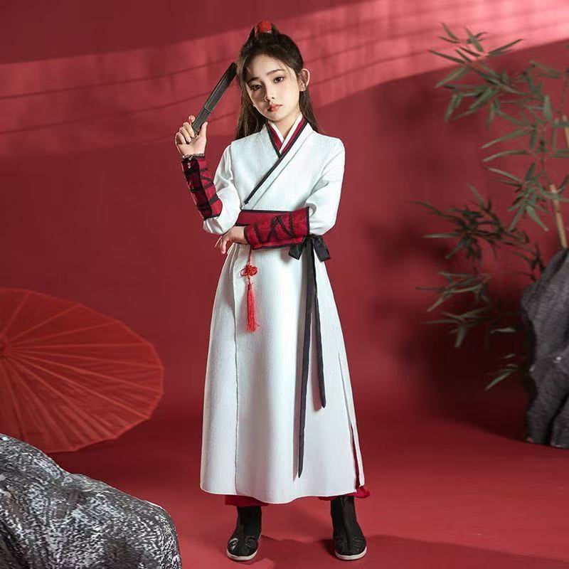 Hua Mulan Children's Costume Girls Hanfu White Mulan Ci General Female ...