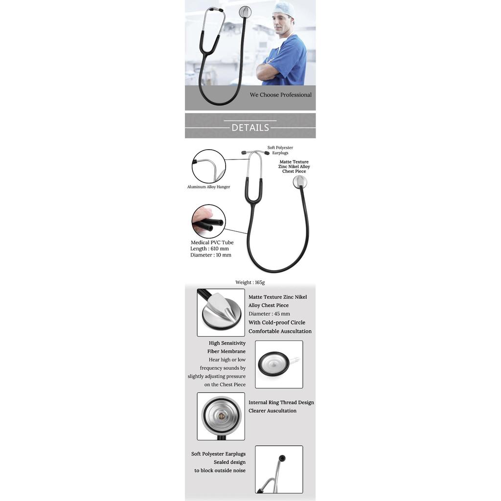Professional Cardiology Stethoscope for Doctor Student Nurse Clinic Use ...