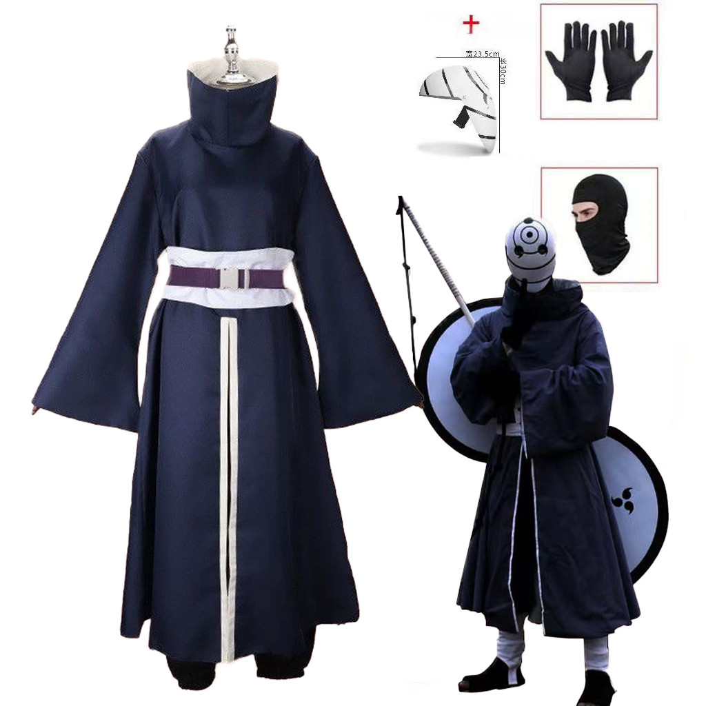 Naruto Anime Akatsuki Uchiha Obito Cosplay Costume Uniforms Kimono Men ...
