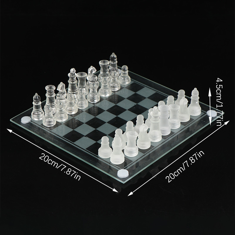 PURED 1Set Craft Crystal Glass Chess Set Acrylic Chess Board Anti ...