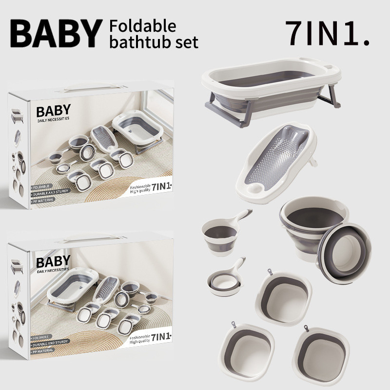 Color Box Temperature-Sensitive Baby Folding Bathtub Set Baby Bath Tub ...