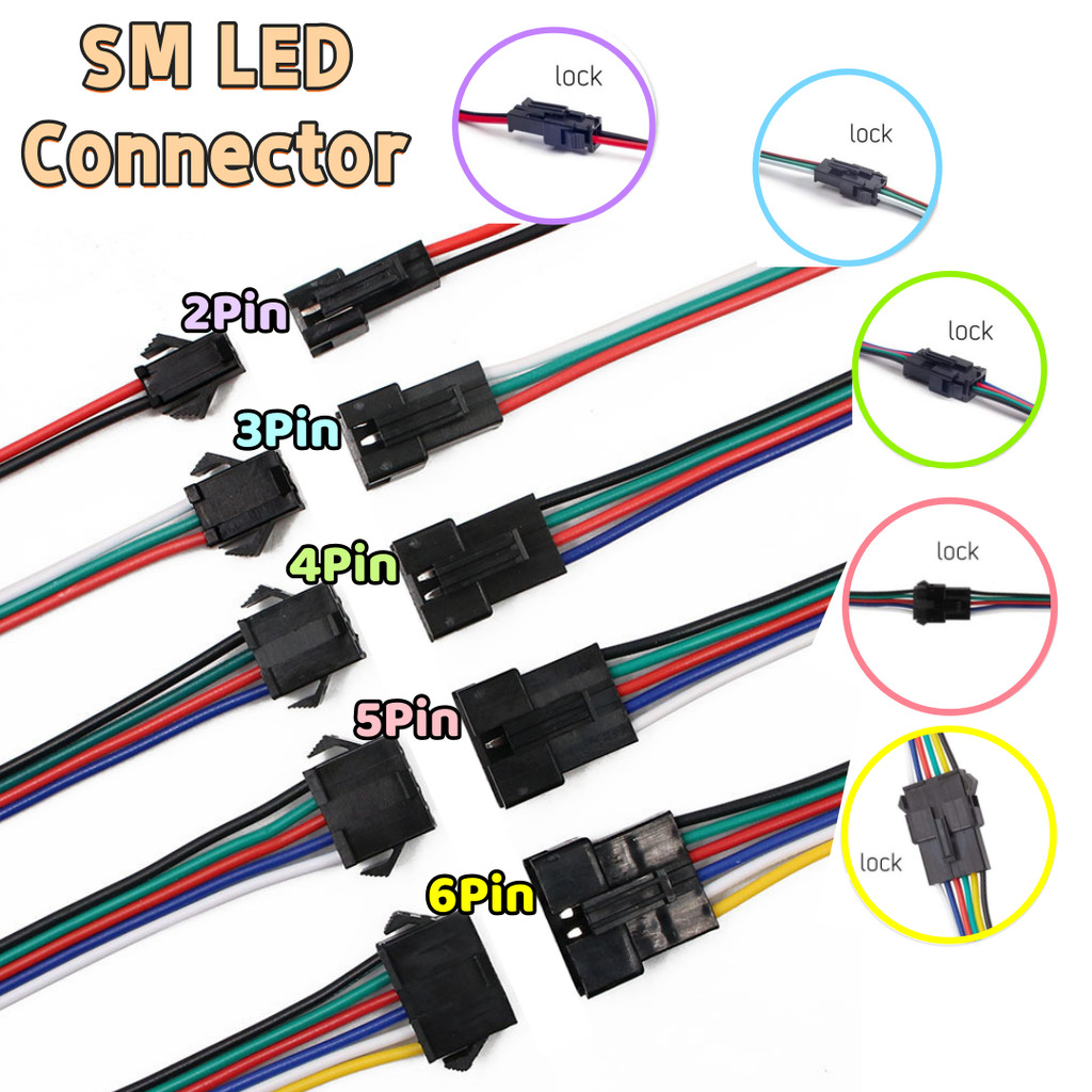 15cm JST SM Connector Male and Female 2Pin 3Pin 4Pin 5Pin 6Pin Wire ...
