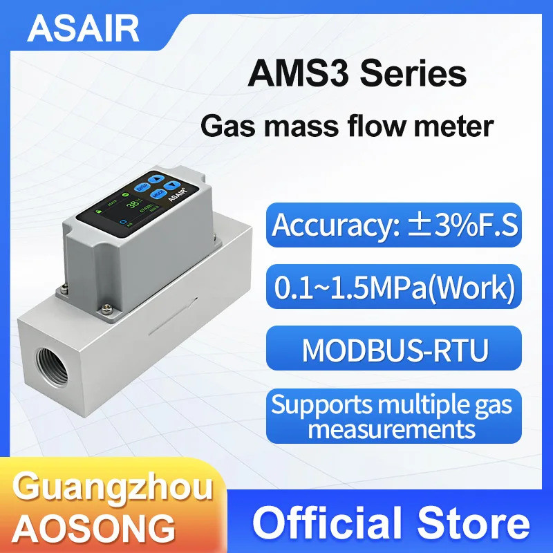 ASAIR AMS3 High Accuracy Large Range Thermal Gas Mass Flow Meter Air ...