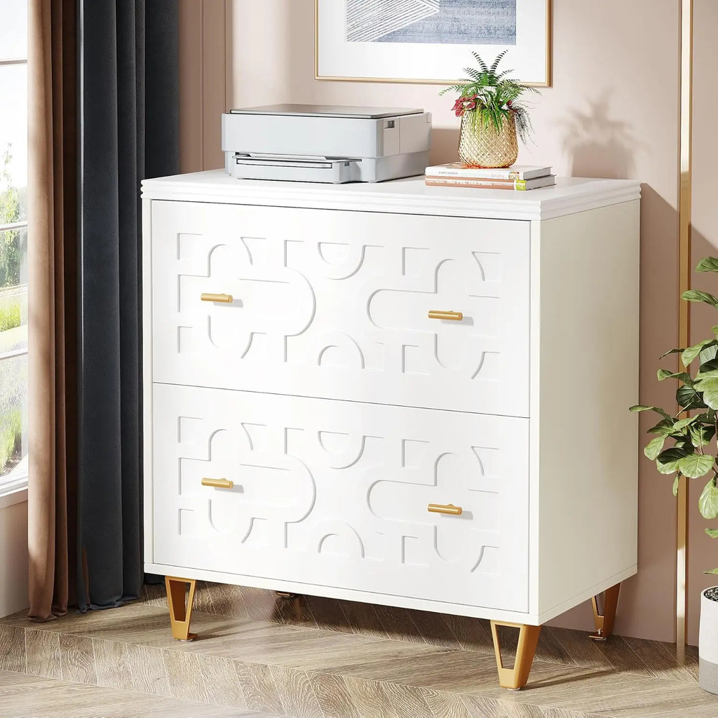 Tribesigns 2-drawer Lateral File Cabinet, Modern White Filing Cabinet ...