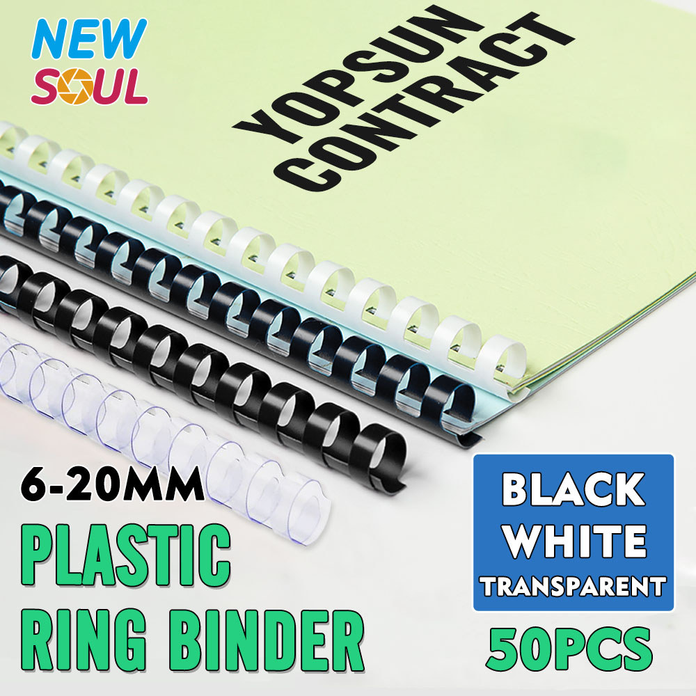 50pcs Plastic Comb Binding Rings White Black Binder 21Hole 6mm 8mm 10mm ...