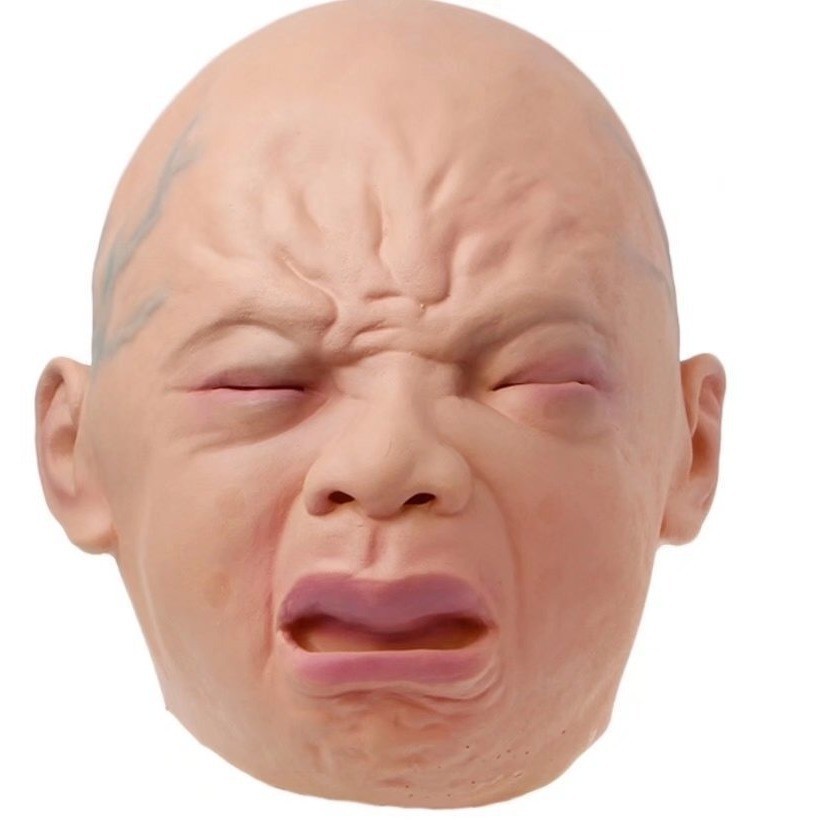Smile Crying Baby Mask Full Head Crying Face Baby Mask Headgear ...