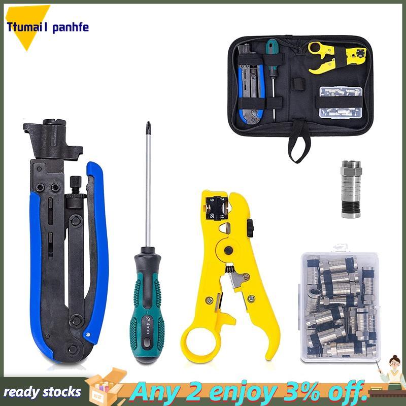 【ttumai4panhfe】Coax Compression Tool Kit Wire Stripper Cable Crimping ...