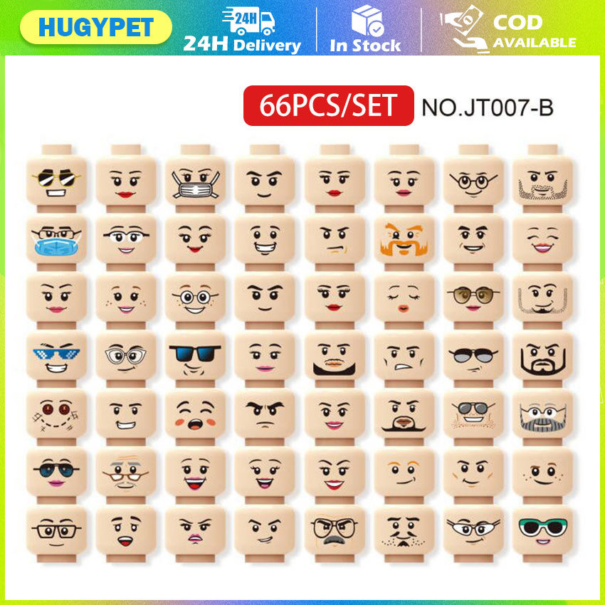 Head Bricks Female Male Figures Parts Face Laugh Cry Angry Cute ...