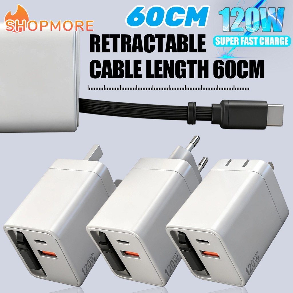 120W Multiple C-Type Fast Chargers for Laptops Tablets Smart Phones ...
