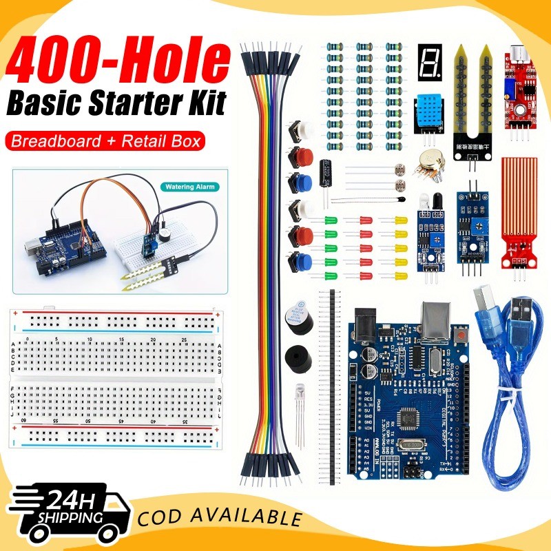 400-Hole Basic Starter Kit for Arduino Uno Set R3 DIY Kit,Breadboard ...
