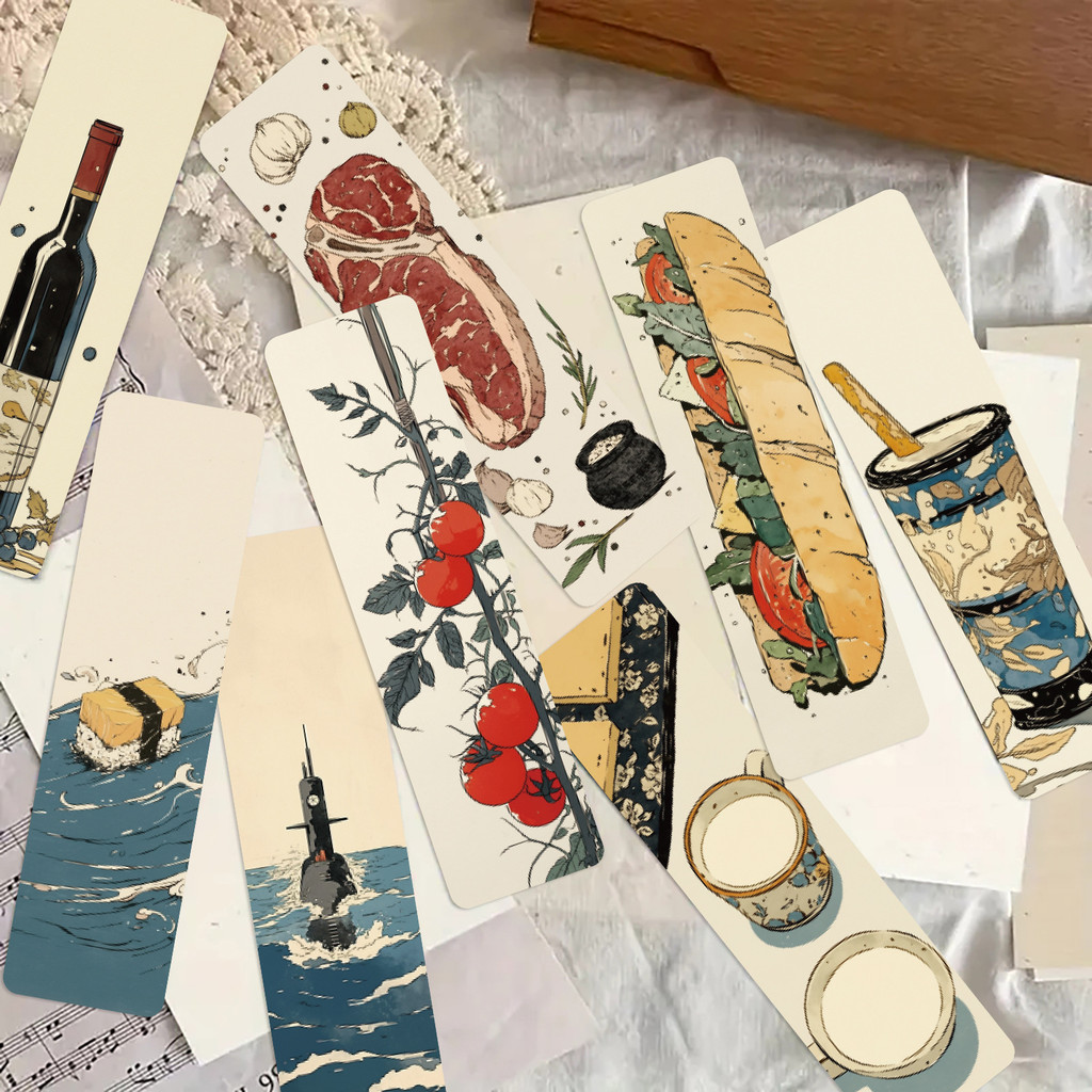 30pcs Cartoon Retro Food Bookmarks DIY Creative Decorations Small for ...