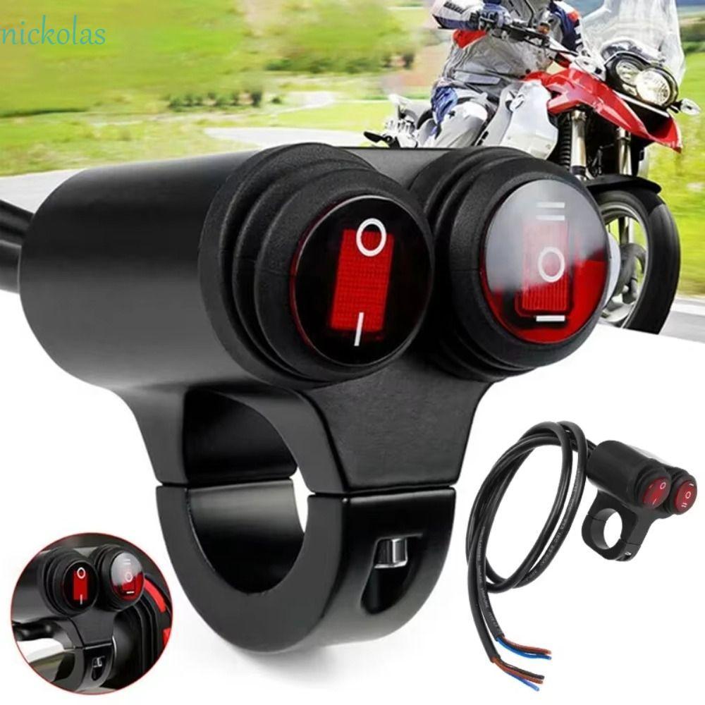 NICKOLAS Motorcycle Light Switch, Aluminum Alloy Waterproof Handlebar ...