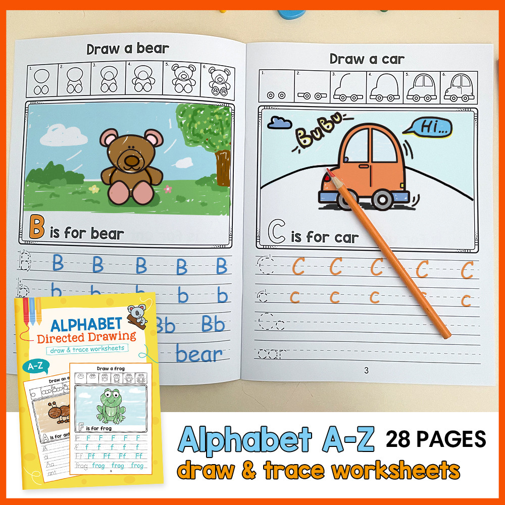 Fun Alphabet Directed Drawing Workbook (28 Pages) - A-Z Draw & Trace ...