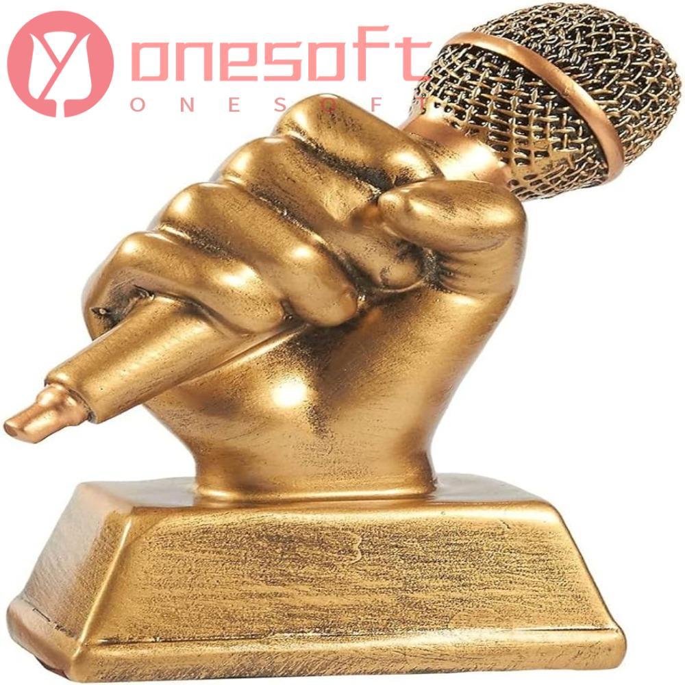ONE-SOFTNESS Golden Microphone Trophy, Resin Small Best Singing Award ...