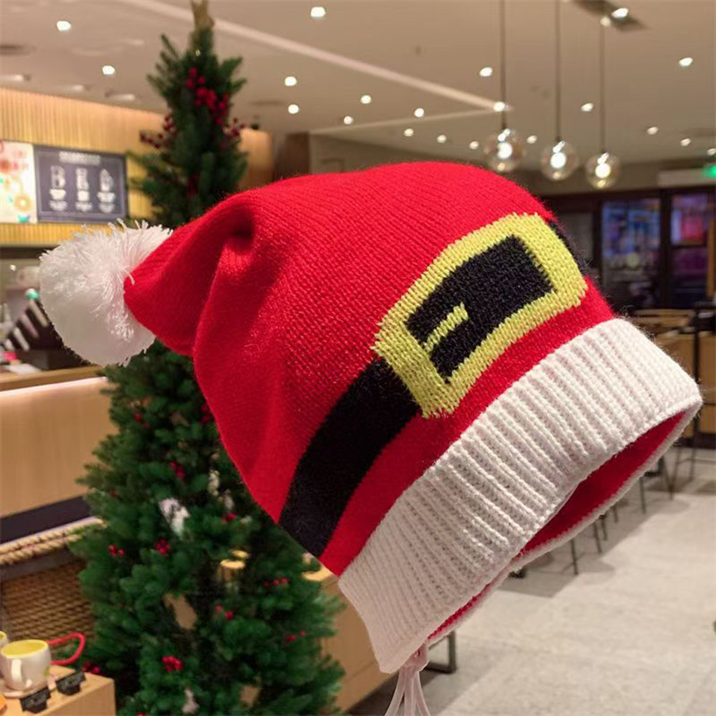 Colorful Stripes Knitted Christmas Hat Elf Santa Beanies Santa Claus ...