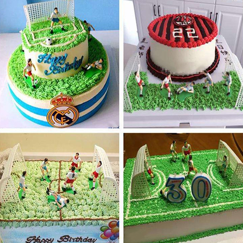K&X Soccer Ball Goal Player Figurine Cake Toppers Football Cake ...