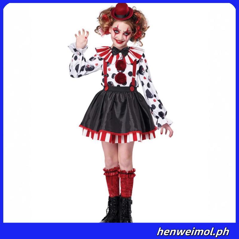 Evil Clown Costume For Women Halloween Fancy Dress Adult Fun Circus ...