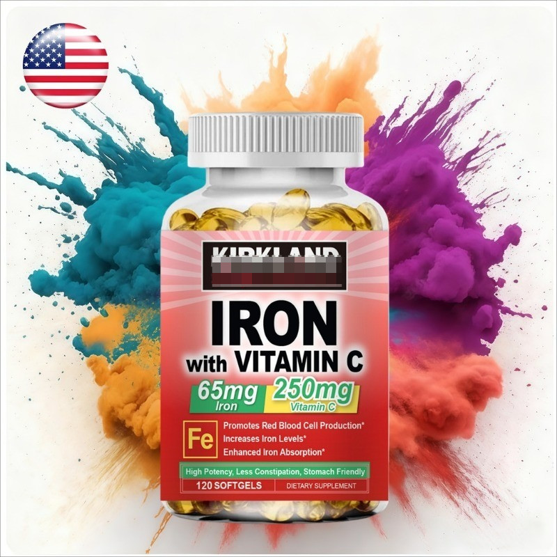 Iron Capsule Supplement - 65mg Fe with Vitamin C, Enhances Absorption ...