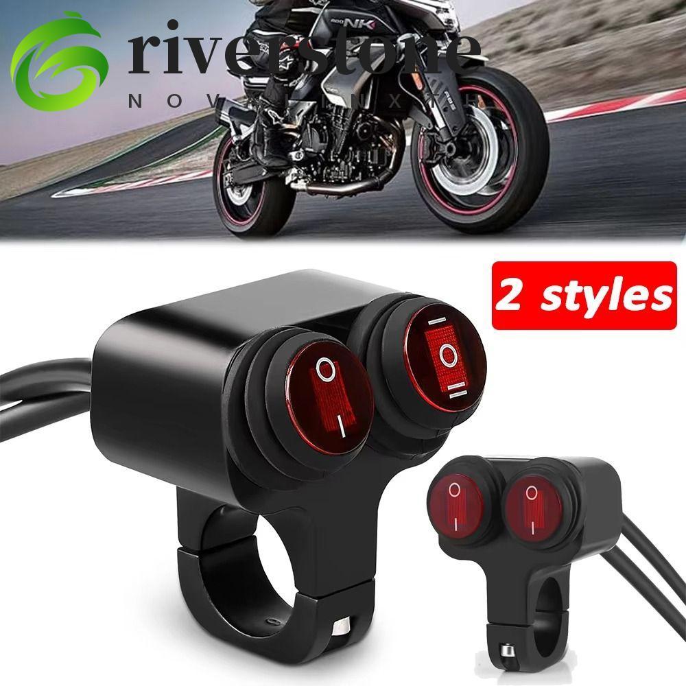 RIVERSTONE Motorcycle Light Switch, Aluminum Alloy Dual Button ...