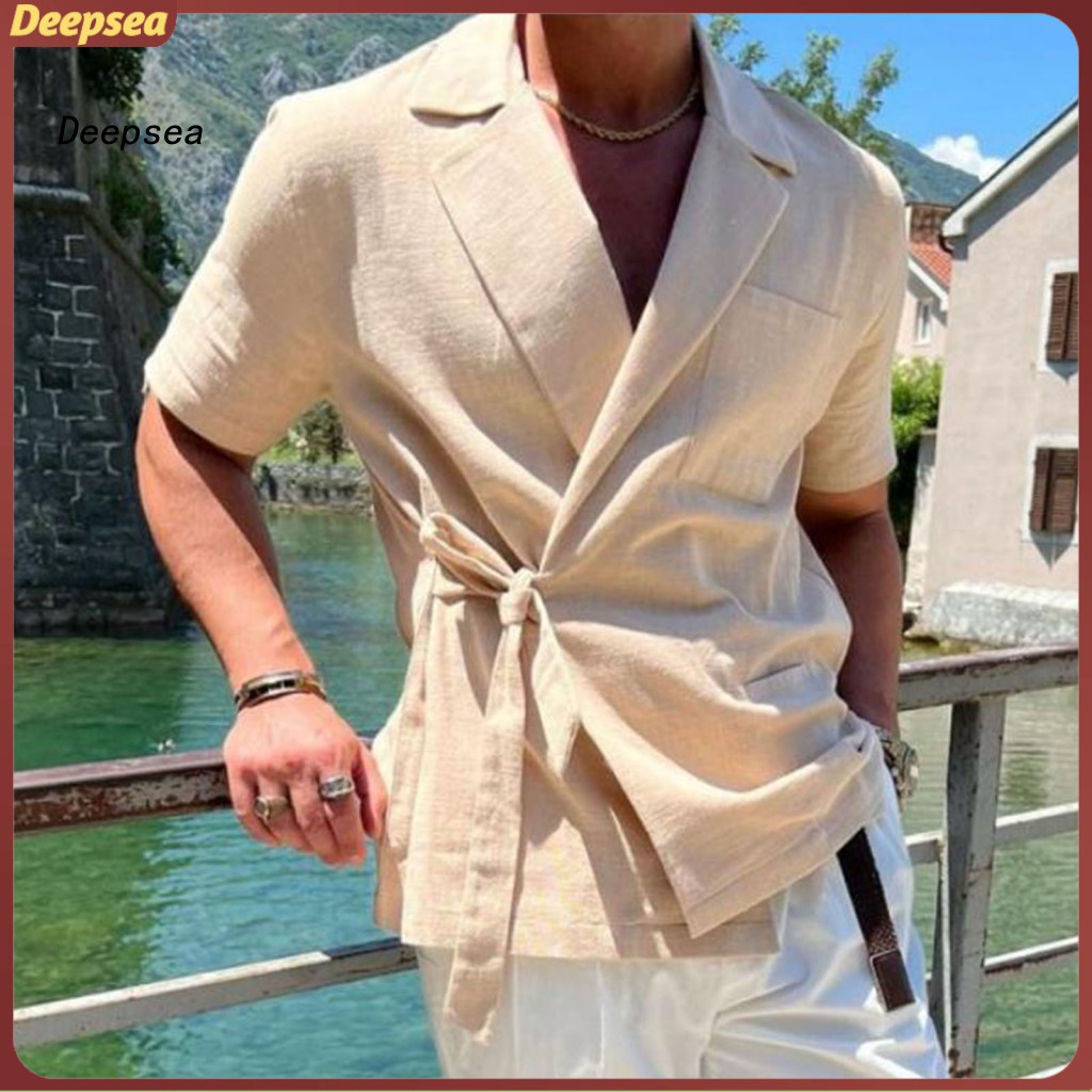 DPA* Slanted Lapel Men Shirt Men Casual Shirt Men's Summer Shirt Set ...