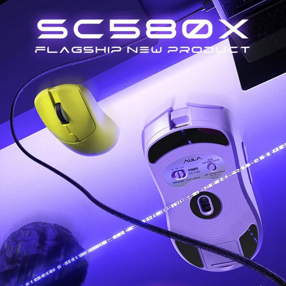 AULA SC580X E-sports Gaming Mouses Wireless Tri-mode Bluetooth Type-C ...