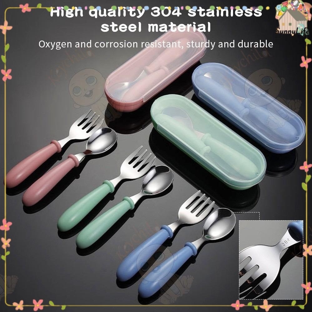 304 Stainless Steel Portable Spoon Fork Short Handle Mini Spoon Fork ...