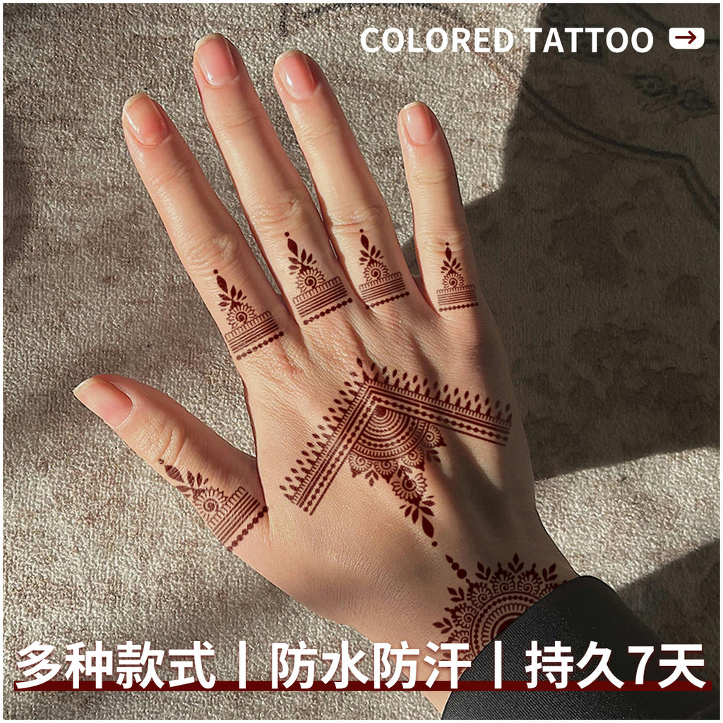 Cross-Border European and American Henna Tattoo Stickers Vermilion Lace ...