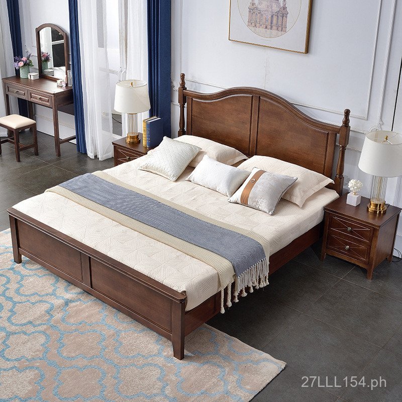 American Style Solid Wood Bed1.5m/1.8Single and Double Master Bedroom ...