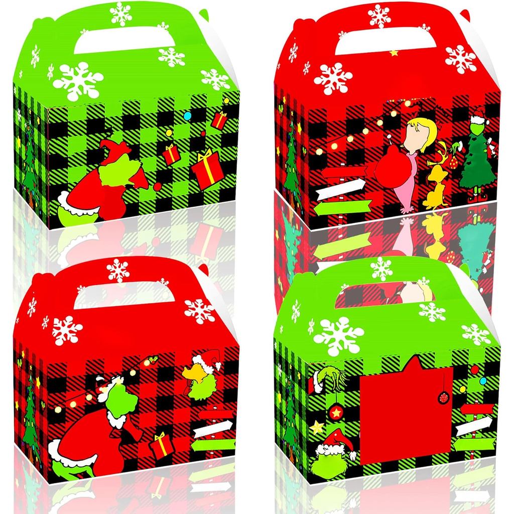JeVenis 12 PCS Grinchmas Party Favor Boxes Gingerbread Popcorn Boxes ...