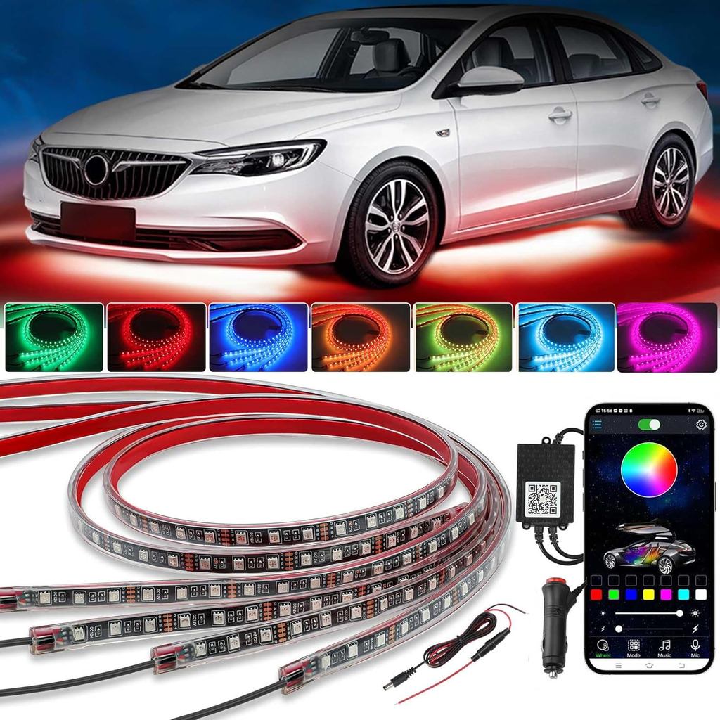 YUGUANG 4Pcs Underglow LED Lights for Cars, 16 Million Colors APP ...