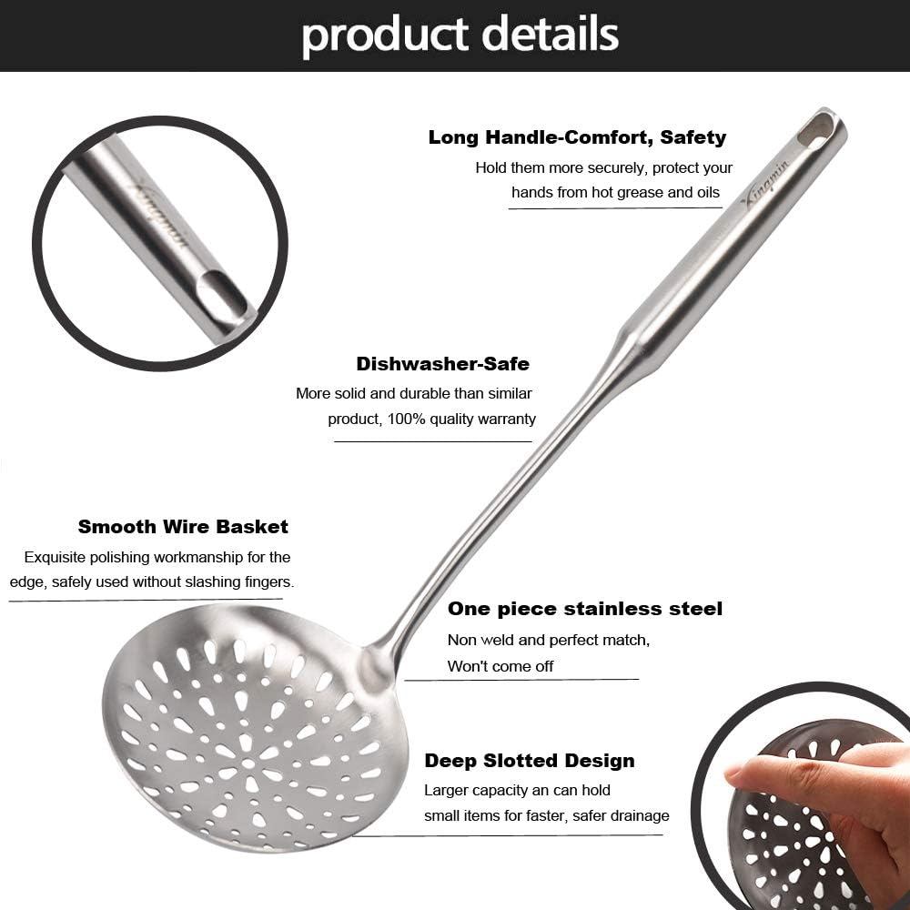 Slotted Spoon Stainless Steel For Cooking Deep Frying Metal Skimmer ...