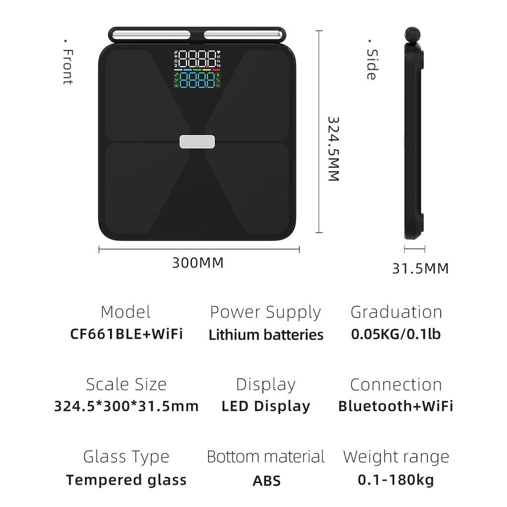 Body Fat Scale Bluetooth Factory Smart Color Screen Cross-Border WIFI ...