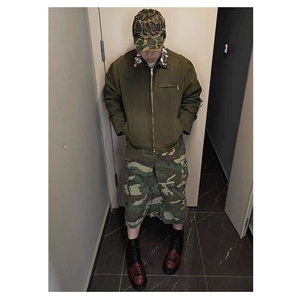 ERD 24SS Sun-dried Fade Cross Medal Detroit Jacket Destruction Cargo ...