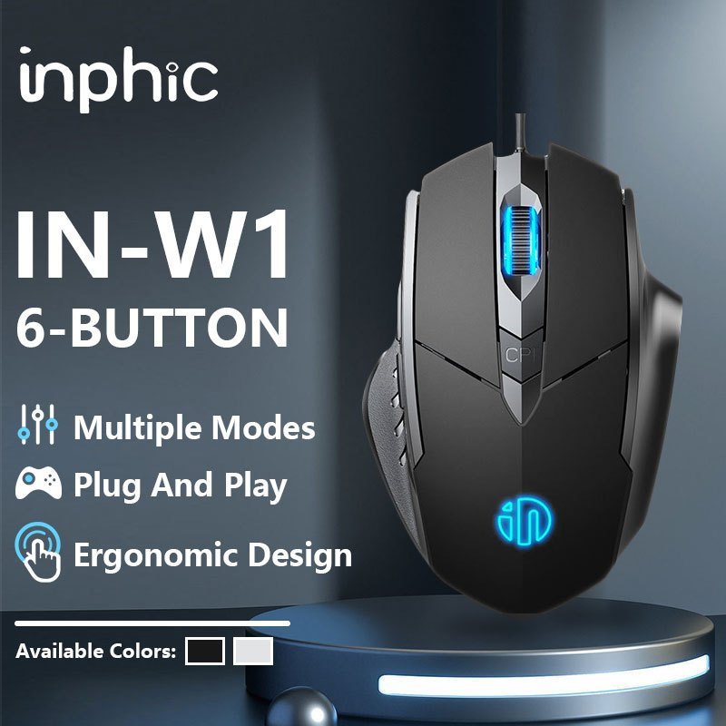 INPHIC W1 7200DPI Adjustable Wired Gaming Mouse 6 Programmable Buttons ...