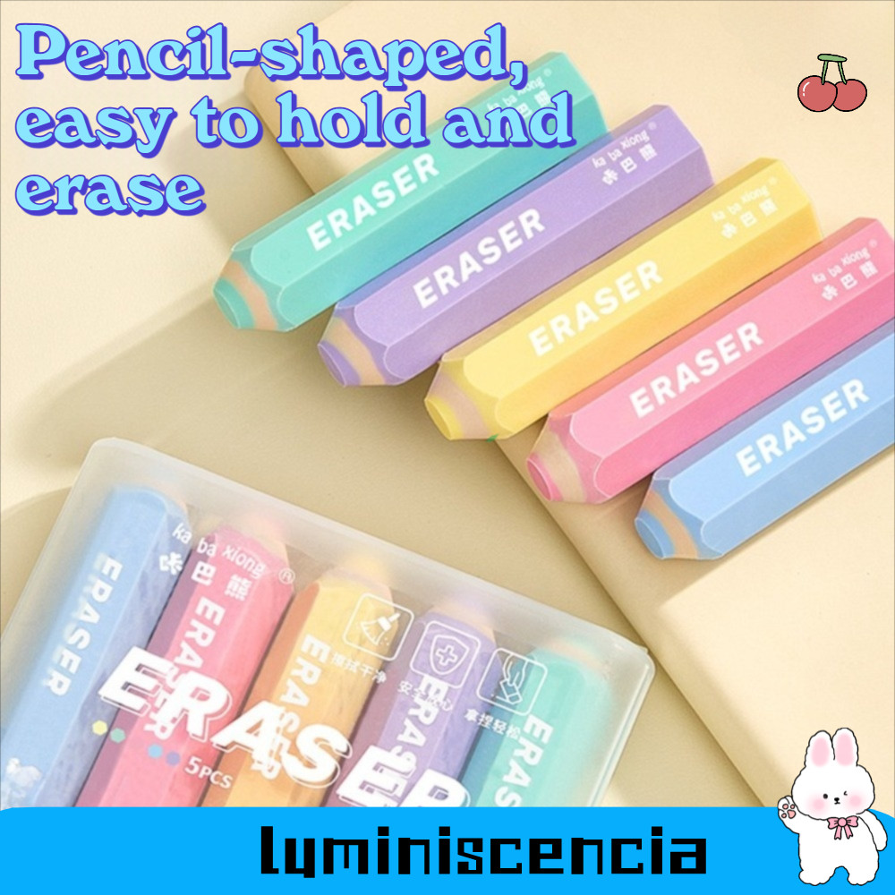 LUMINISCENCIA Hexagonal Pencil Erasers, Multicolour 5pcs/Set Double ...