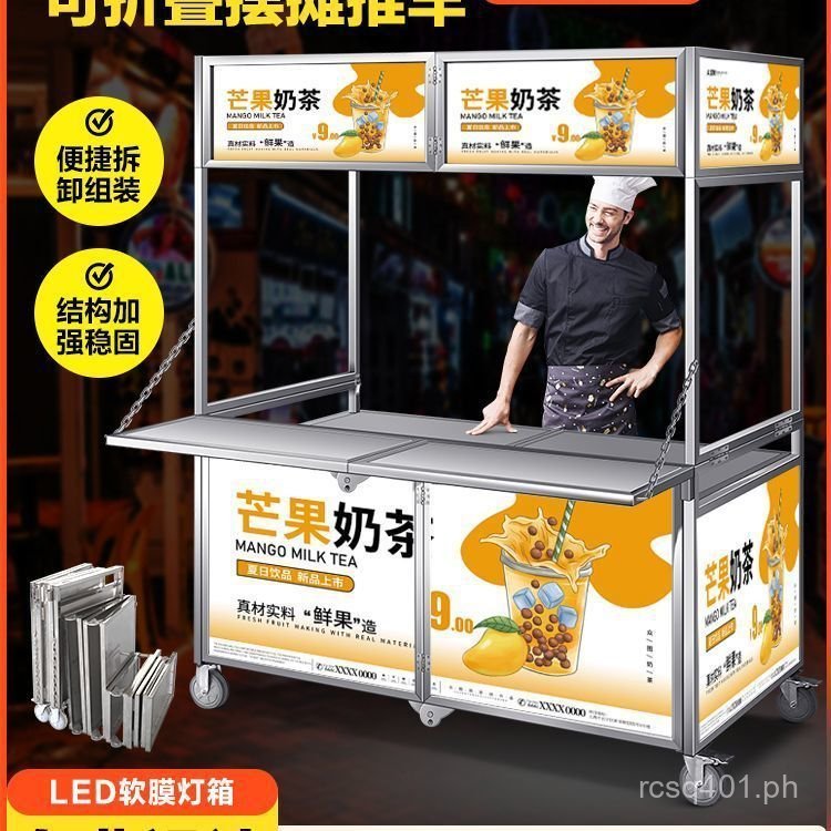 Outdoor Snack Multi-Functional Foldable Street Stall Mobile Snack Cart ...