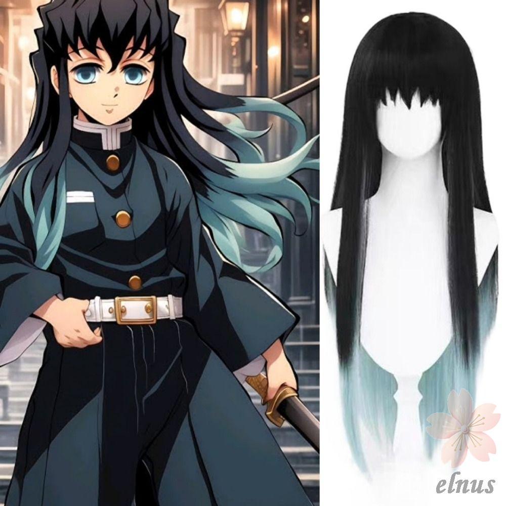 ELNUS Tokitou Muichirou Cosplay Wig, Anime Heat Resistant Muichiro ...