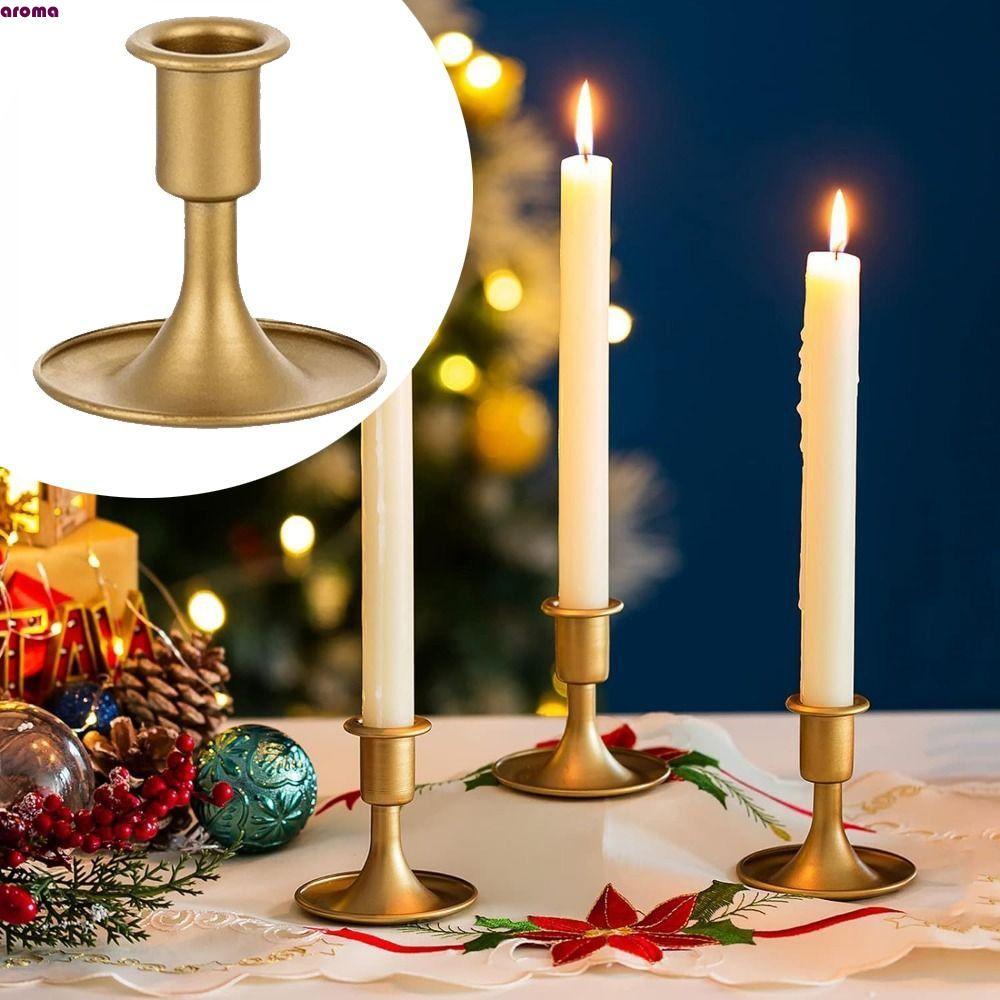 AROMA Gold Taper Candle Stick, Retro Iron Taper Candle Stand, Classical ...