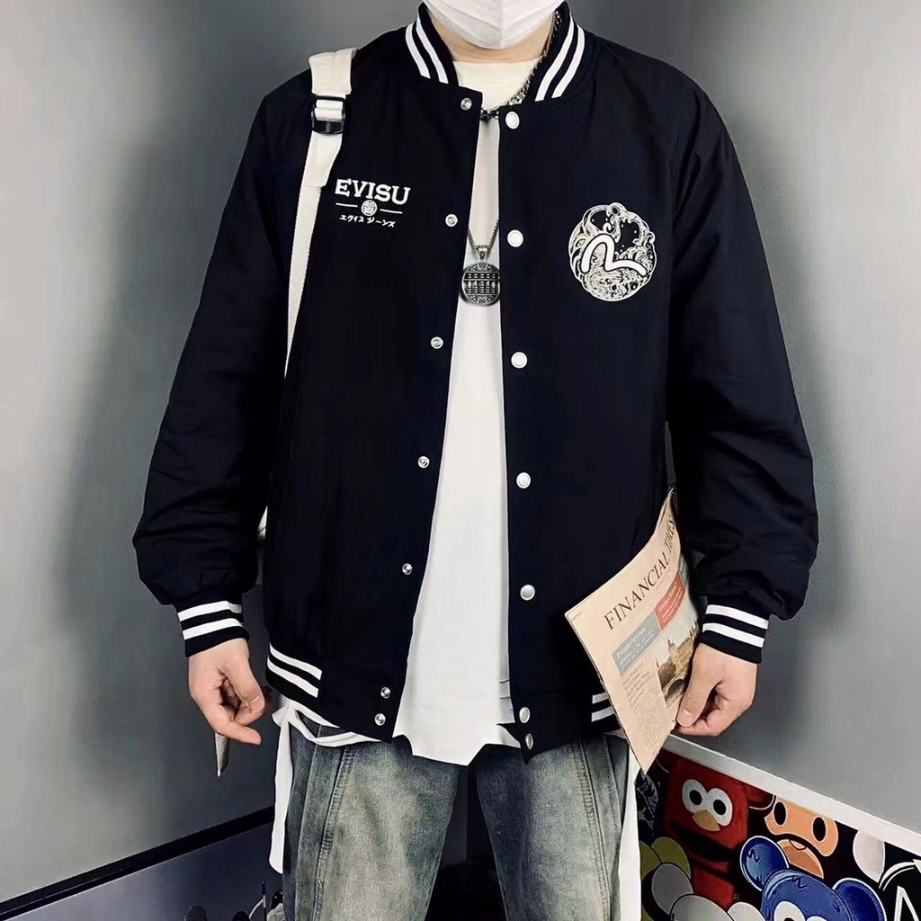 Evisu New Loose Fit Sports Baseball Jacket for Men | Shopee Philippines