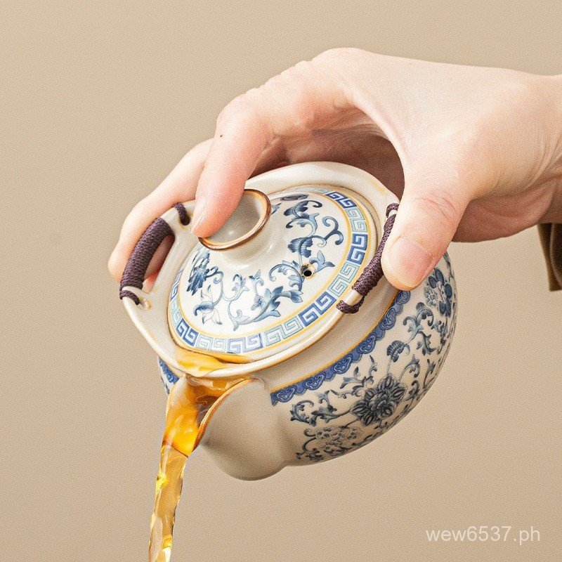 Gaiwan Handheld Teapot Ru Kiln Tea Brewer Tea Cup Anti-scald Jingdezhen ...
