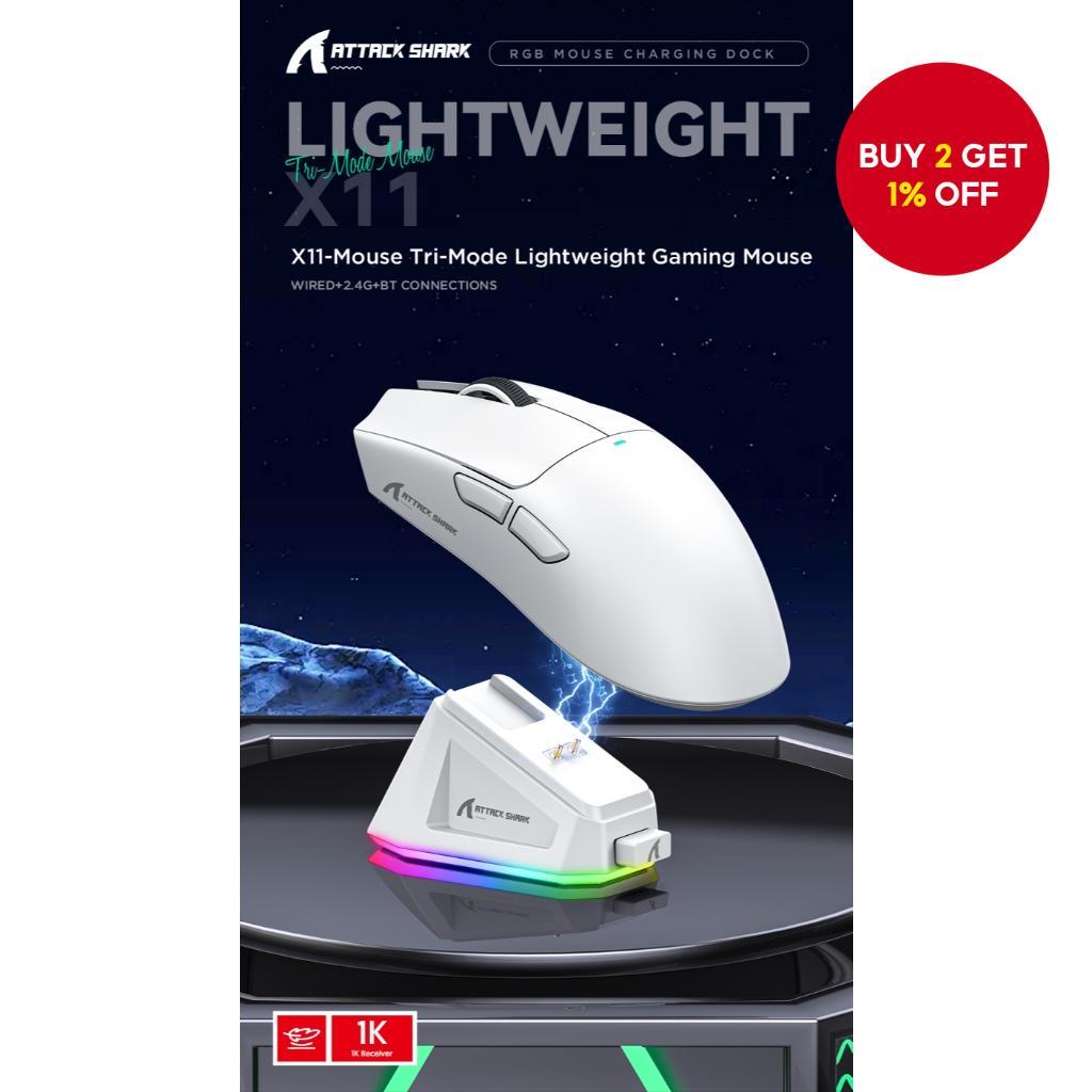 Attack Shark X11 Mouse Wireless Bluetooth Three Mode 2.4G BT5.0 ...