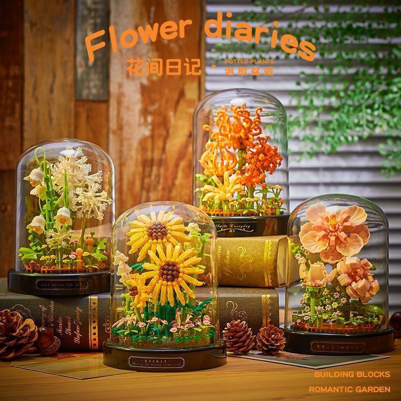 Dandelion Compatible Lego Hibiscus Flower Building Blocks Potted ...