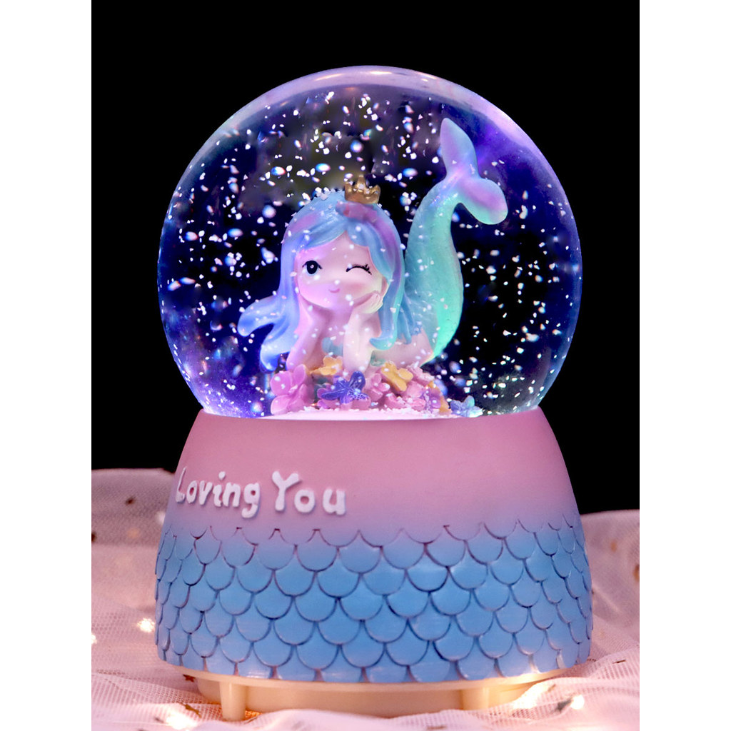 Mermaid Princess Crystal Ball Music Box Rotating Music Box Girl ...