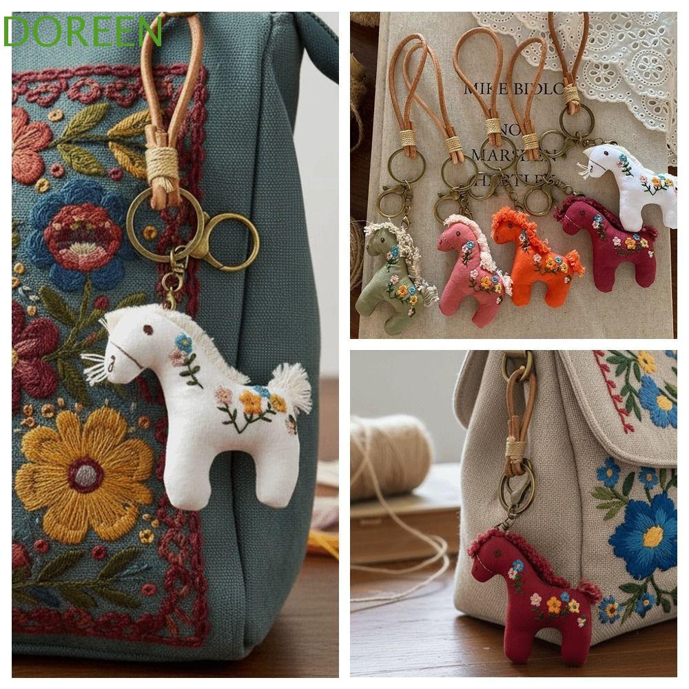DOREEN Embroidered Horse Keychain, Stuffed Animal Cute Cloth Pony ...