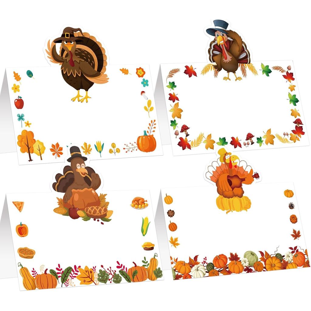 Treasure Cove Thanksgiving Place Cards Turkey Tent Name Tags for Dinner ...