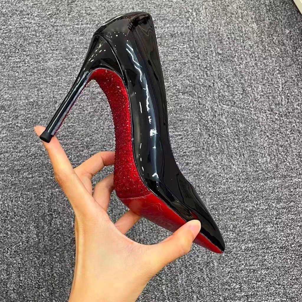Side hollow red sole black high heels for women2025New Elegant ...